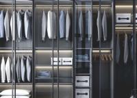 China 3M Sliding Glass Door Wardrobe Walk In Closet Grey Temepered Glass With Particle Board for sale