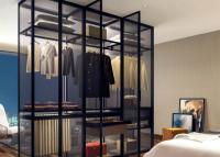 China 3M Sliding Glass Door Wardrobe Walk In Closet Grey Temepered Glass With Particle Board for sale