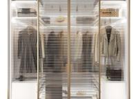 China 55cm Aluminum Glass Door Wardrobe With Glass Sliding Leather Face Drawers for sale
