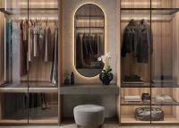 China 20mm Big Bedroom Wardrobe Closet Designs With Mirror Led Lighting for sale