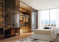 China 20mm Big Bedroom Wardrobe Closet Designs With Mirror Led Lighting for sale
