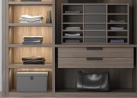 China Corner Bedroom Wardrobe Closets With Sensor Led Metal Shelves for sale
