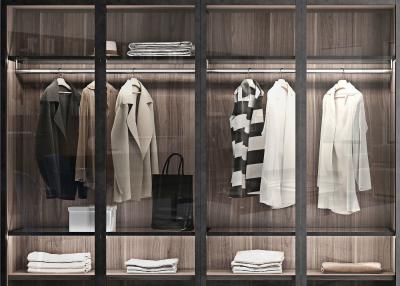 China Corner Bedroom Wardrobe Closets With Sensor Led Metal Shelves for sale