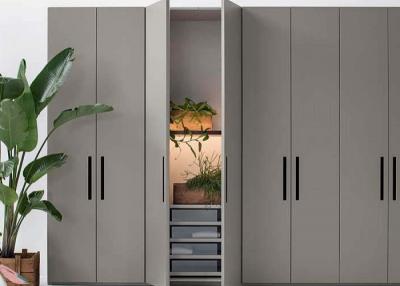 China 18MM Board Compact Bedroom Wardrobe Closets With Drawers Lacquer Finish Swing Doors for sale