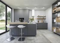 China 79in Dark Grey Modern Kitchen Cabinets Island With Cabinets And Seating Tall Cabinet for sale