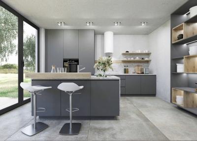 China 79in Dark Grey Modern Kitchen Cabinets Island With Cabinets And Seating Tall Cabinet for sale