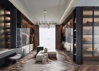 China Blum 6x8 Walnut Walk In Closet Wardrobe Design With Glass Door Lighting SGS for sale