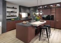 China HPDL Kitchen Cupboard Aluminium Fabrication Kitchen Cabinets Contemporary Walnut Wood for sale