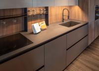 China 2800mm Modern Aluminum Door Dark Brown Modern Kitchen Cabinets for sale