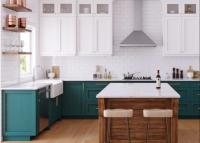 China White kitchen green cabinets furniture from Foshan supplier white quartz stone countertop and base dishwasher for sale