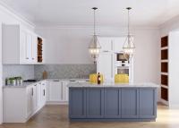 China European Style Kitchen Modern Modular Kitchen Cabinets Blue Color Island And White Cabinet for sale