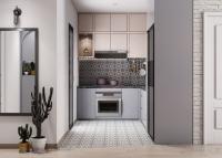 China 3m Haffle Red Modular Kitchen Cabinet Free Standing Island Cuisine Dangle Complet for sale