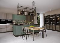 China HPDL 18mm Modern Farmhouse Kitchen Brown Cabinets High Gloss Laminate Finish for sale