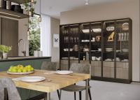 China HPDL 18mm Modern Farmhouse Kitchen Brown Cabinets High Gloss Laminate Finish for sale