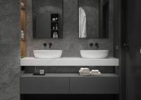 China MDF 1800mm White Contemporary Bathroom Cabinets Vanity With Mirror for sale