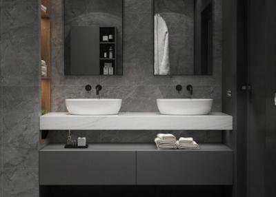 China MDF 1800mm White Contemporary Bathroom Cabinets Vanity With Mirror for sale