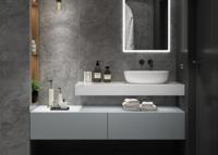 China MDF 1800mm White Contemporary Bathroom Cabinets Vanity With Mirror for sale
