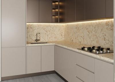 China 2022 New Modern Modular Kitchen cabinet design with quartz stone top for sale