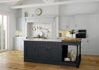 China 2m HPL High Gloss Pvc Kitchen Cabinets With Drawer Contrasting Countertops And Island for sale