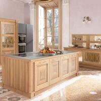China Contemporary Flat Panel Solid Wood Kitchen Cabinets With Sink And Quartz Stone Top for sale