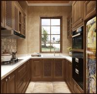 China 3500mm E1 U Shaped Kitchen Island Cabinets Design With Drawers Family House for sale