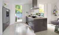 China 75in Family Stained Plywood Modern Beadboard Kitchen Cabinets U Shape Particle Board for sale