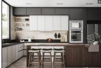 China 800MM Brown Modern Antique White Kitchen Cabinets PVC Modular Home Furniture for sale