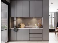 China 800MM Brown Modern Antique White Kitchen Cabinets PVC Modular Home Furniture for sale