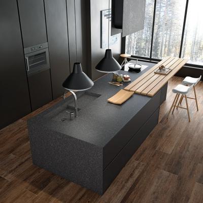 China 1.6M E1 Grade Wood Island Kitchen Cabinets Painted  Island Quartz Top for sale