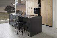 China 1.6M E1 Grade Wood Island Kitchen Cabinets Painted  Island Quartz Top for sale