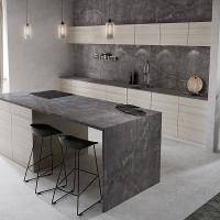China 1.6m 304SS Sink Tap Brown Island Kitchen Cabinets Marble Countertops for sale