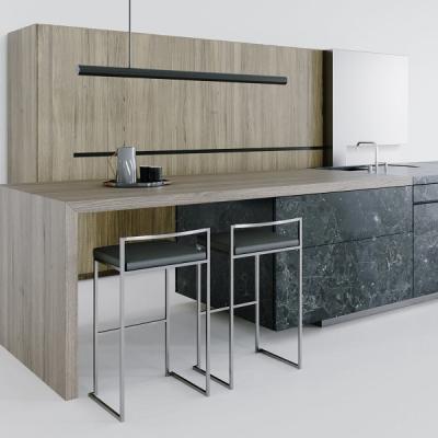 China 18mm Wood Island Kitchen Cabinets With Painted Island And Cultery Drawer SGS for sale