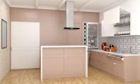 China 18mm Wood Island Kitchen Cabinets With Painted Island And Cultery Drawer SGS for sale