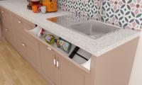 China 18mm Wood Island Kitchen Cabinets With Painted Island And Cultery Drawer SGS for sale