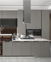 China Large Solid Walnut Wood Color Modern Acrylic Kitchen Cabinets Cupboard for sale