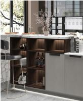 China Large Solid Walnut Wood Color Modern Acrylic Kitchen Cabinets Cupboard for sale