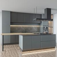 China HPDL 200mm Blue And Pink PVC Island Kitchen Cabinets Pvc Modular for sale