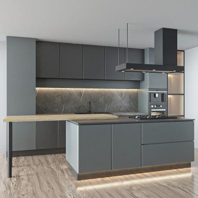 China HPDL 200mm Blue And Pink PVC Island Kitchen Cabinets Pvc Modular for sale