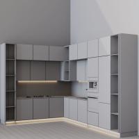 China HPDL 200mm Blue And Pink PVC Island Kitchen Cabinets Pvc Modular for sale