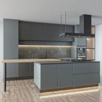 China HPDL 200mm Blue And Pink PVC Island Kitchen Cabinets Pvc Modular for sale