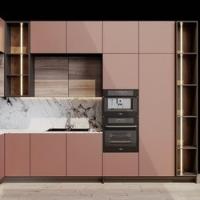 China HPDL 200mm Blue And Pink PVC Island Kitchen Cabinets Pvc Modular for sale