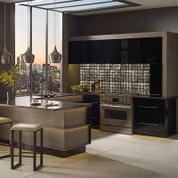 China Oak Wood Color Kitchen Cabinet With DTC Drawer And Hinges with switch led for sale