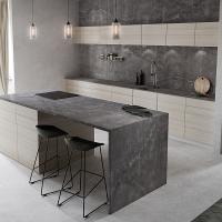 China 120cm Timber HPL Door Solid Wood Island Kitchen Cabinets Carcase Marble Accessorie for sale