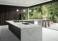 China 120cm Timber HPL Door Solid Wood Island Kitchen Cabinets Carcase Marble Accessorie for sale