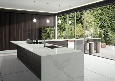 China 120cm Timber HPL Door Solid Wood Island Kitchen Cabinets Carcase Marble Accessorie for sale