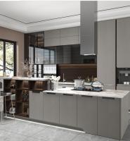 China Modern 2.5M L Shape Island Kitchen Cabinets With One Wall Of Cabinets And An Island for sale