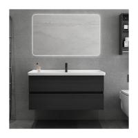 China 550MM Contemporary Bathroom Cabinets With Led Mirror Ceramic Basin Wall Mounted Vanities for sale