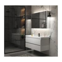 China 550MM Contemporary Bathroom Cabinets With Led Mirror Ceramic Basin Wall Mounted Vanities for sale