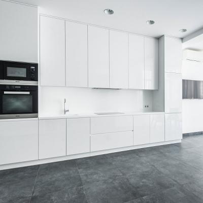 China New Trend Melamine Wood Modern Modular Kitchen Cabinet With Cultery Drawer And Trash Box for sale