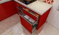 China New Trend Melamine Wood Modern Modular Kitchen Cabinet With Cultery Drawer And Trash Box for sale